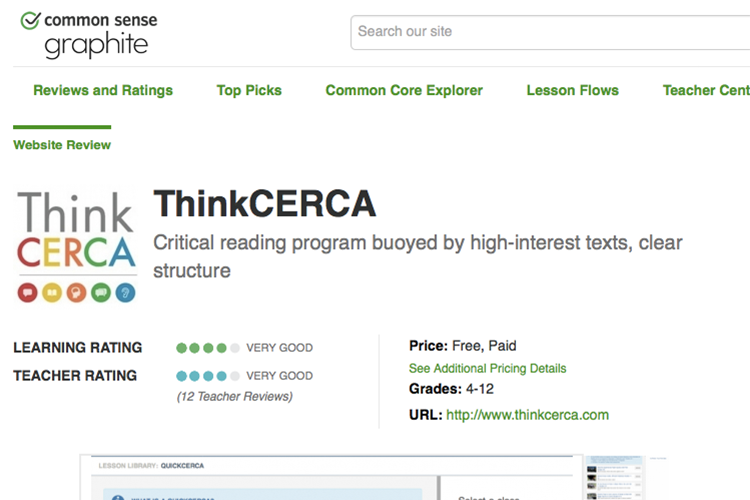 ThinkCERCA Named One of the Best Ed Tech Tools of 2014 by Graphite